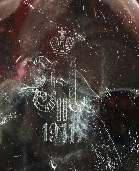 SOLD Russian Art Nouveau Imperial Glass Factory Pair of Vases Etched w ...