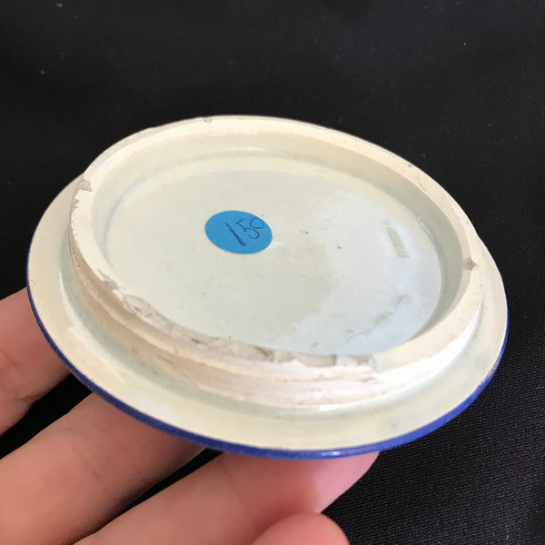 English Painted Pearlware Round Screw Top Box. | Jill Fenichell, Inc.